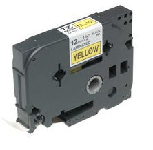Brother Gloss Laminated Labelling Tape - 12mm, Black/Yellow label-maki ...